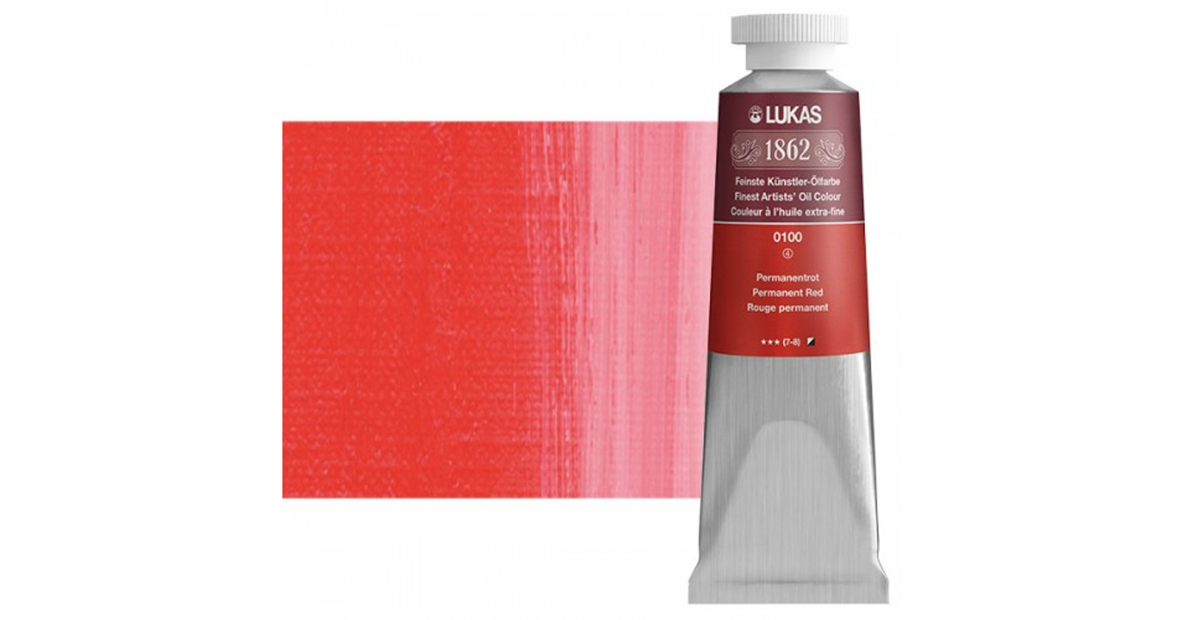 Olajfesték 37 ml Lukas 1862 olaj, 0100 Permanent Red - Lukas 1862 olaj ...